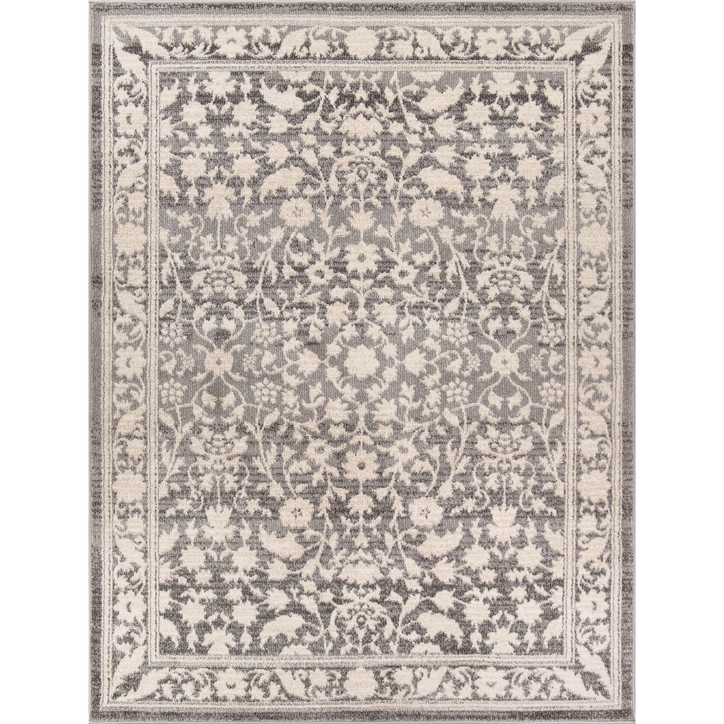 My Texas House Estelle 5'3" x 7' Grey White Floral Indoor Area Rug ...