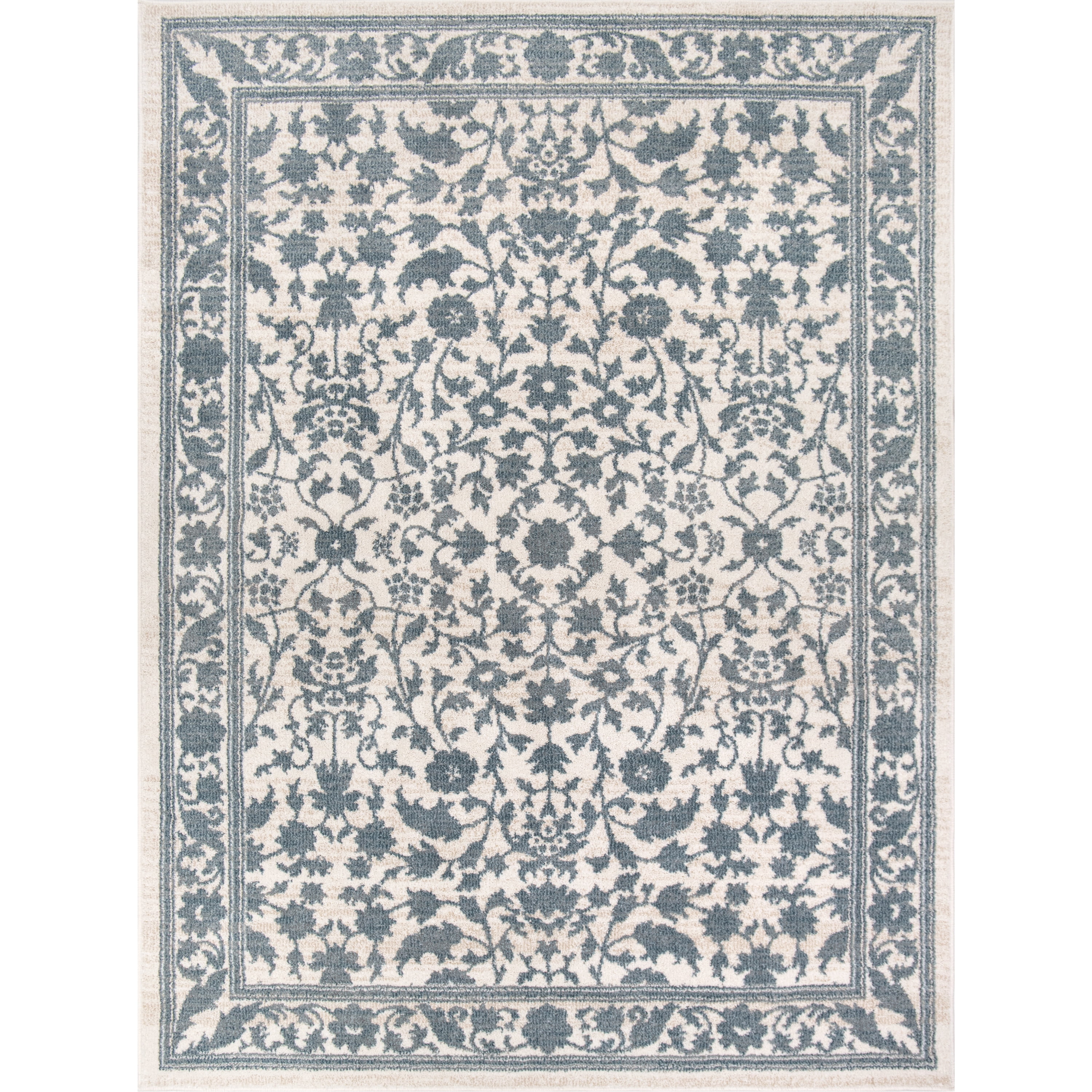 My Texas House Estelle 7'10" x 9'10" White Blue Floral Indoor Area Rug ...