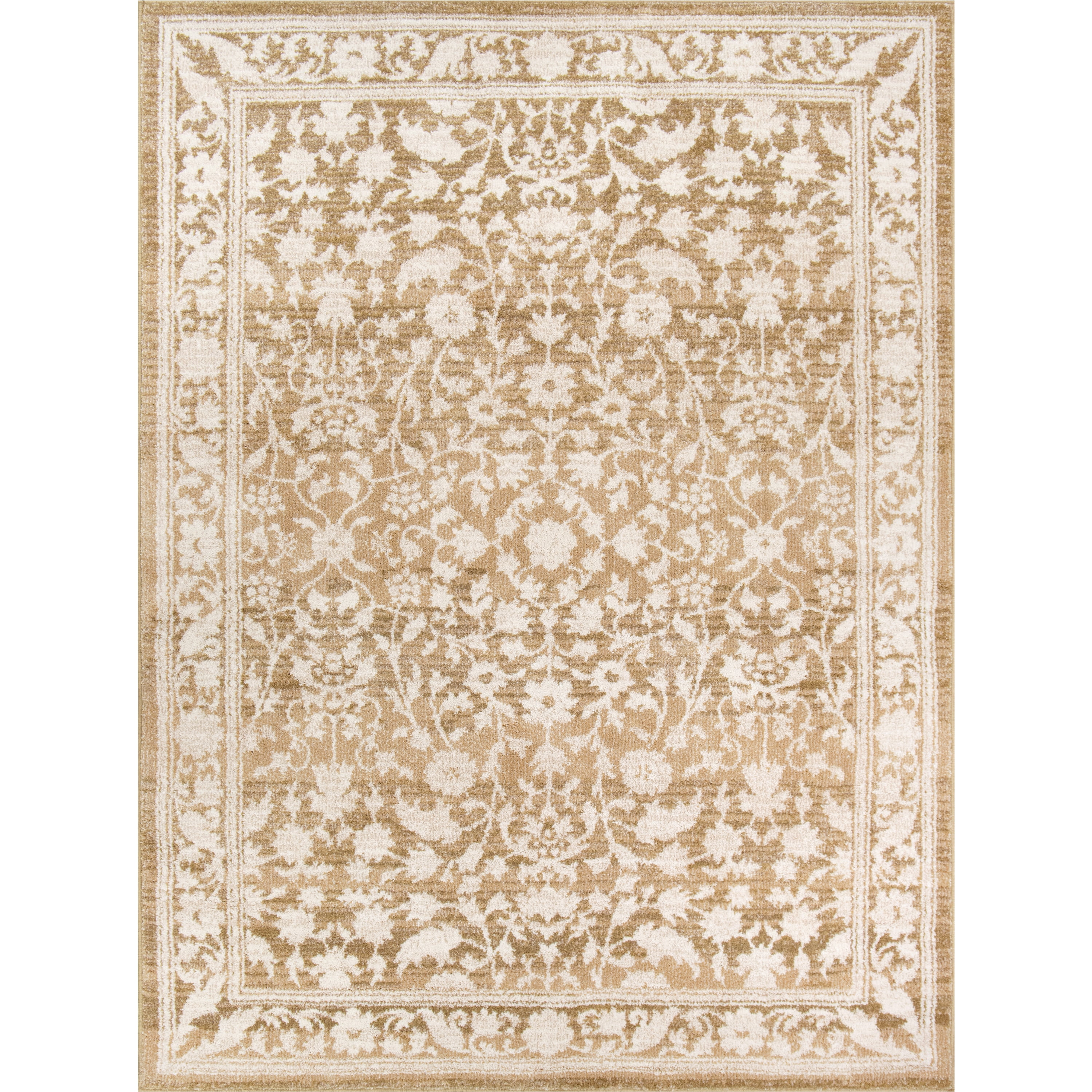 My Texas House Estelle 8'6" x 11'6" Gold White Floral Indoor Area Rug ...