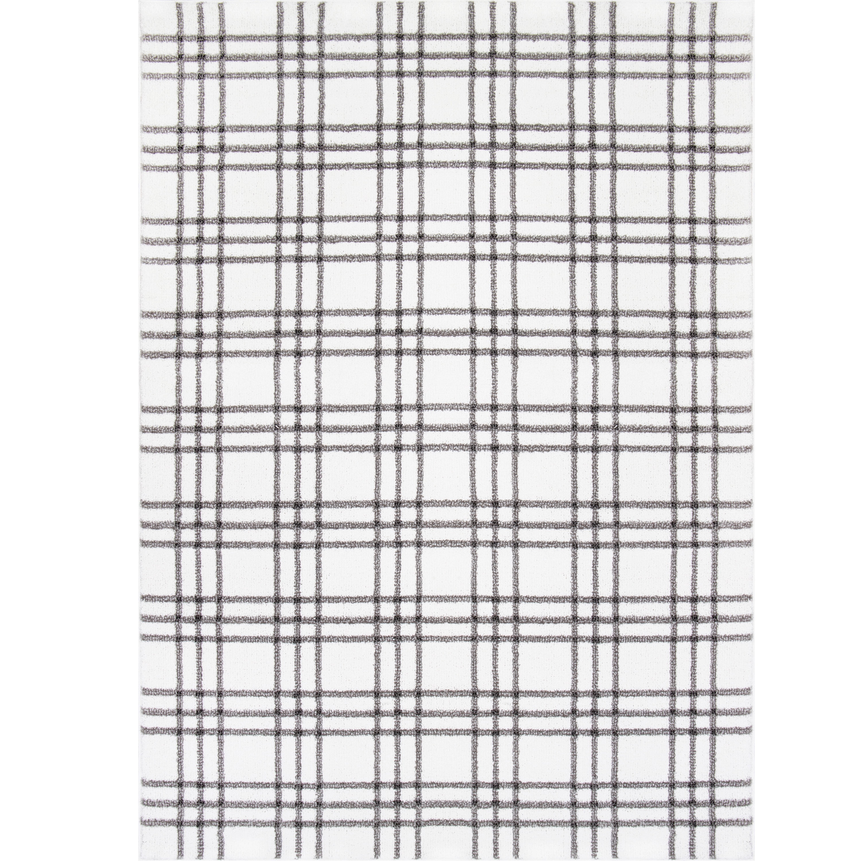My Texas House Finley 2' x 3' White Grey Plaid Indoor Area Rug ...