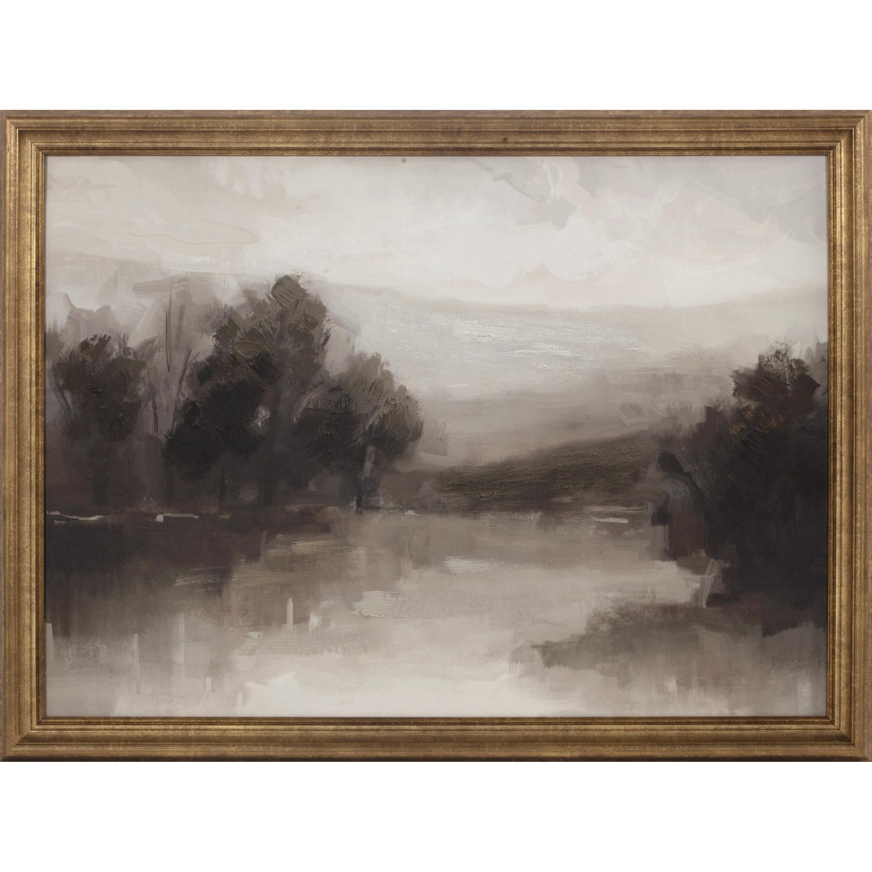 My Texas House Foggy Riverbend Landscape Framed Emb Canvas Board 24" x ...