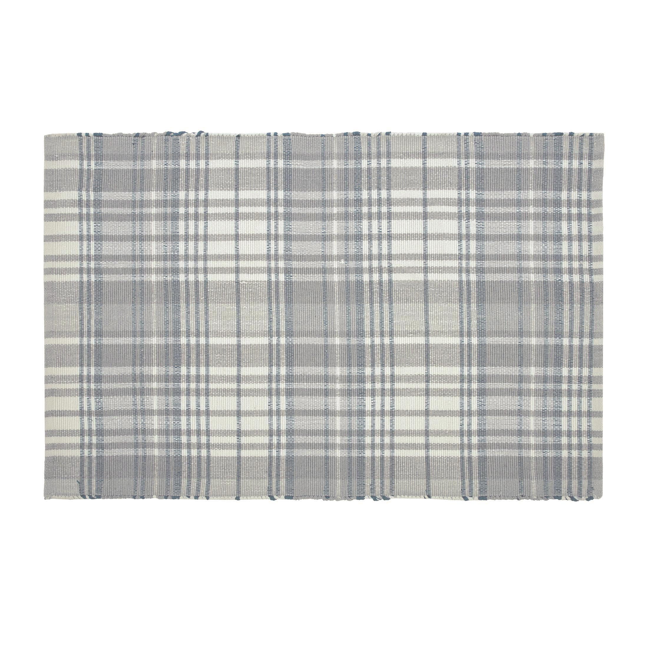 My Texas House Grey Plaid Layering Polyester Indoor/Outdoor Area Rug ...