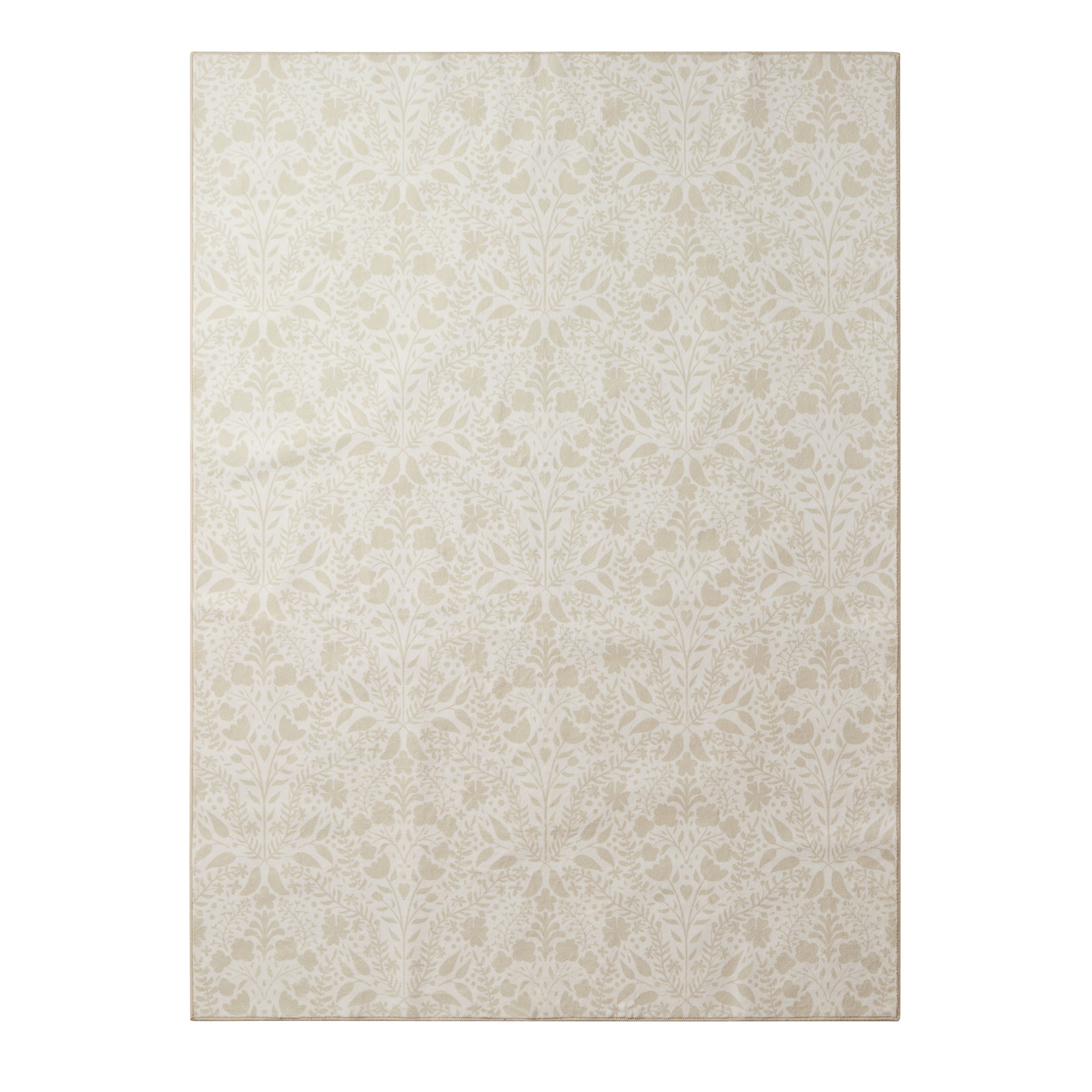 My Texas House Ivory Floral Faux Fur Washable Indoor Area Rug, 5' x 7 ...