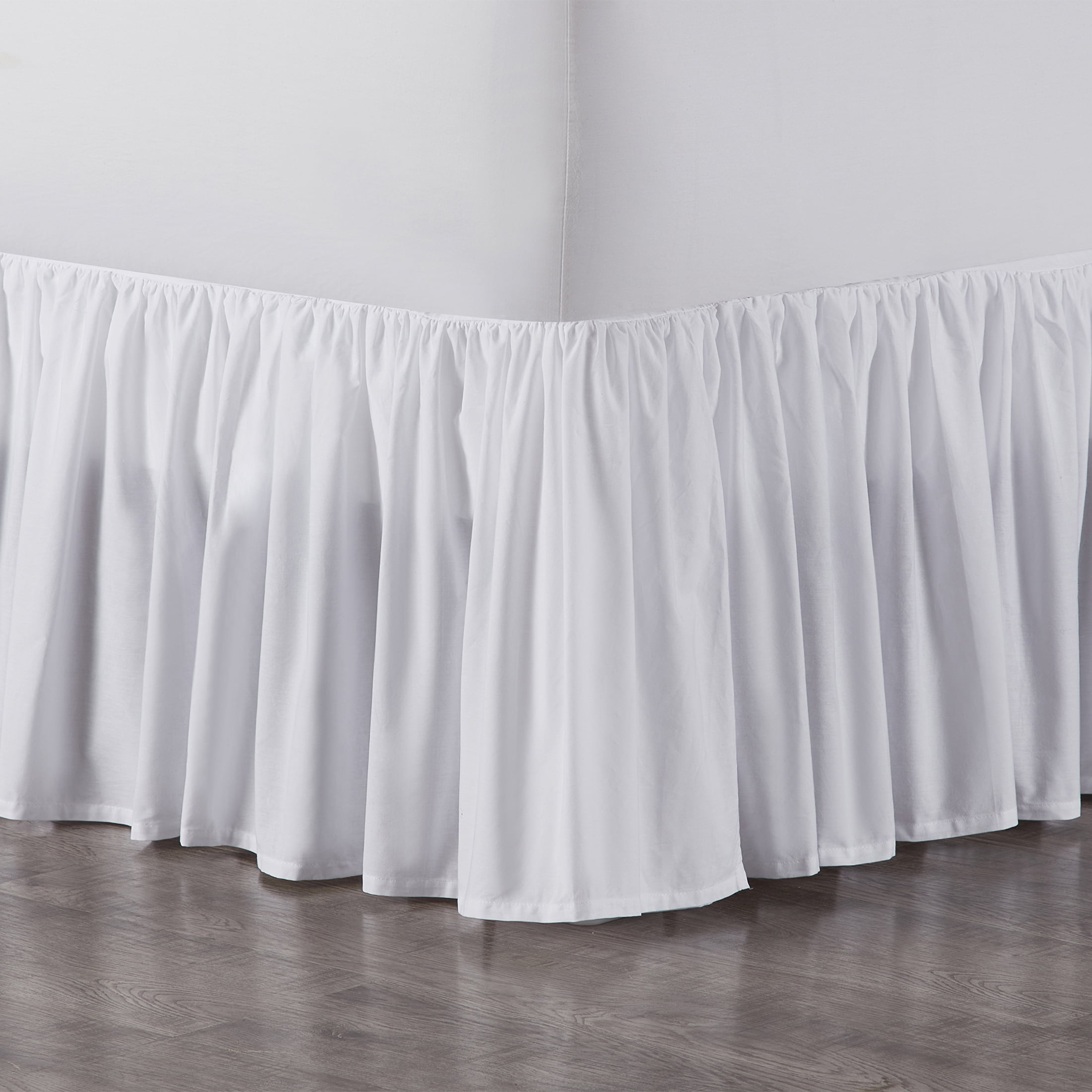My Texas House Queen Ruffled Cotton Bed Skirt, White Dust Ruffle ...