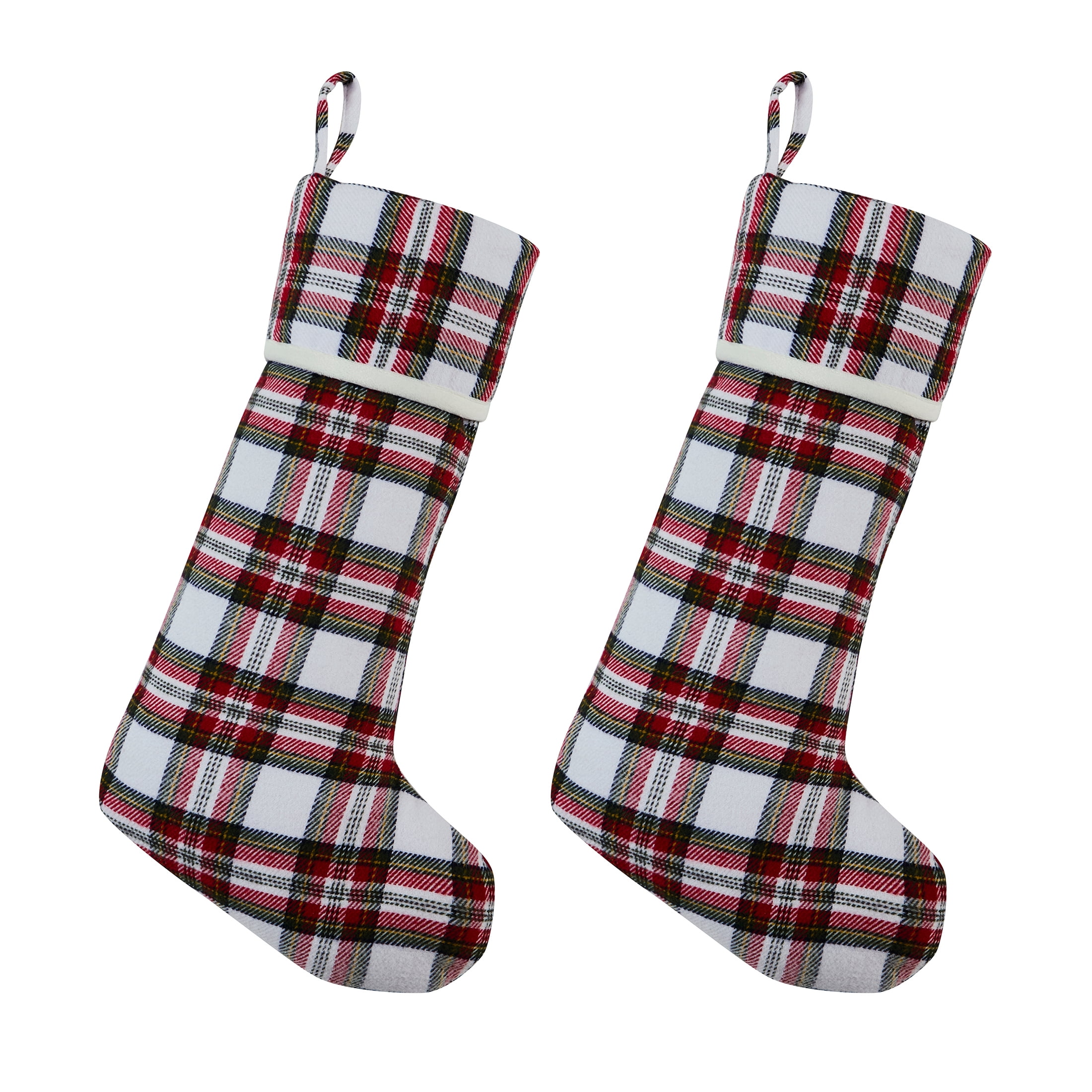 My Texas House Jewel White/Multi Plaid Christmas Stockings, 20" x 10 ...