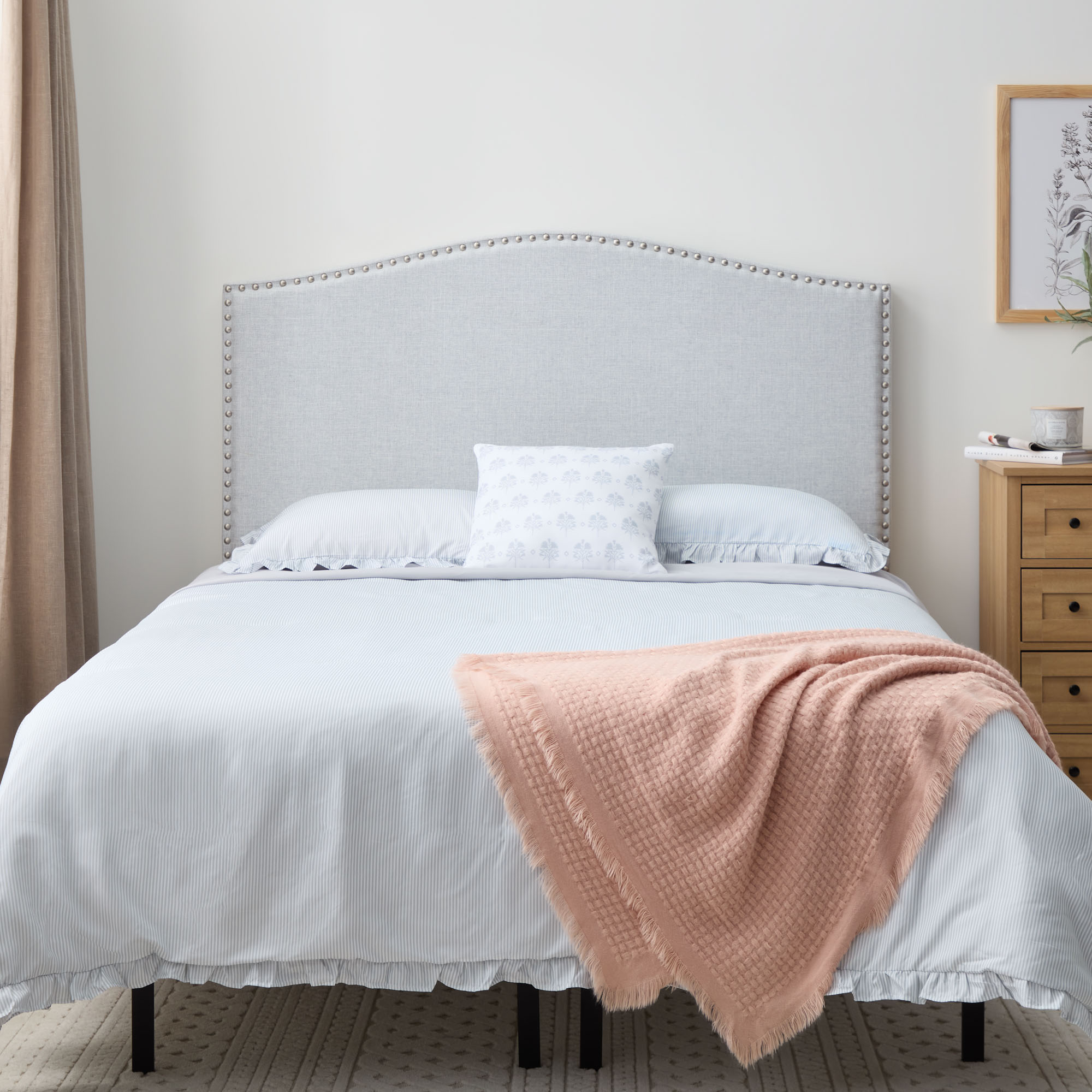 Noble House Kira Fabric Queen/Full Headboard, Ivory - Walmart.com