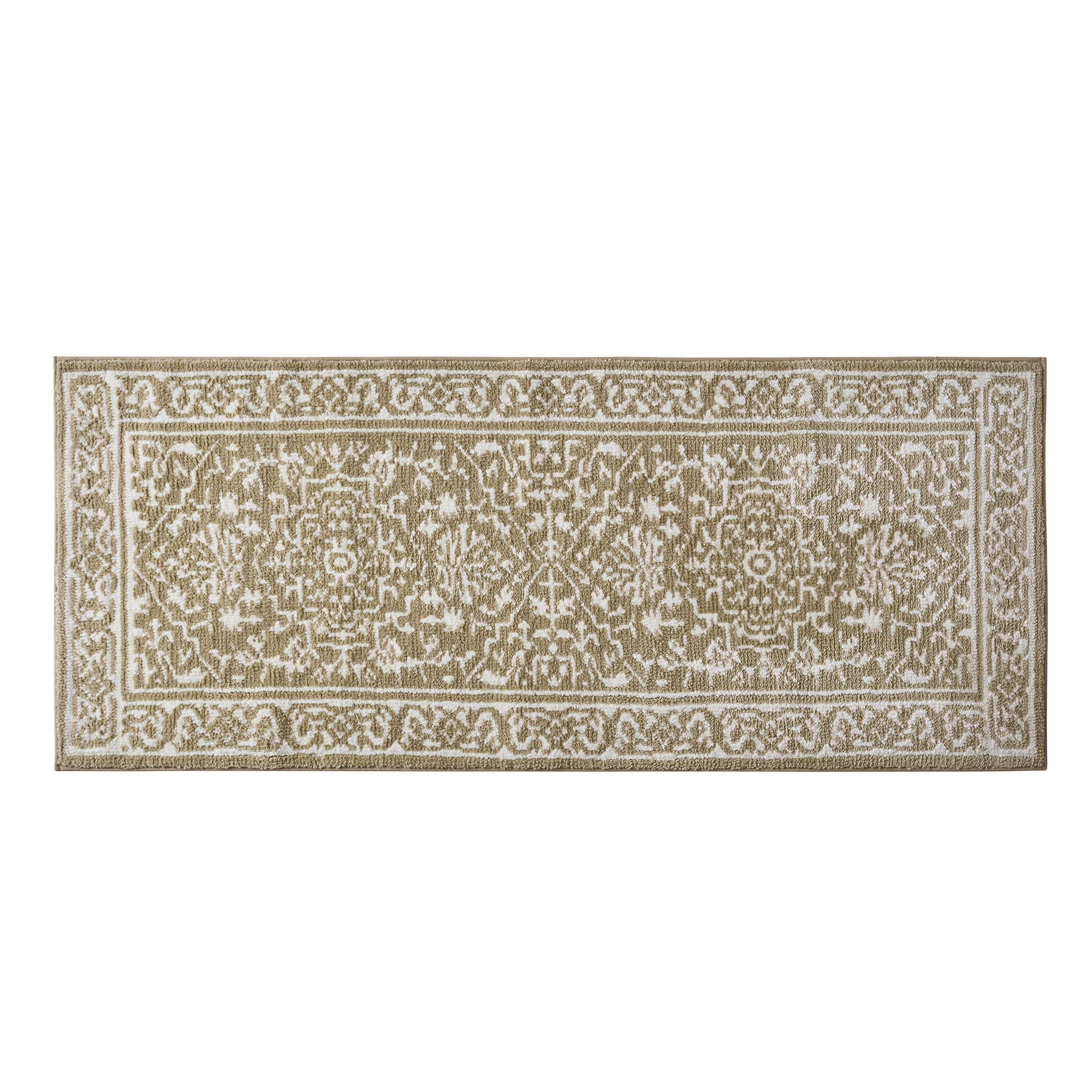My Texas House Lacey Taupe Medallion Knitted Bath Rug Runner, 24" x 60 ...
