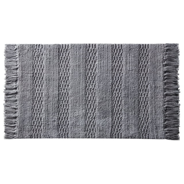 My Texas House Lancaster Stripe Cotton Bath Rug - Grey, 20 x 32 ...