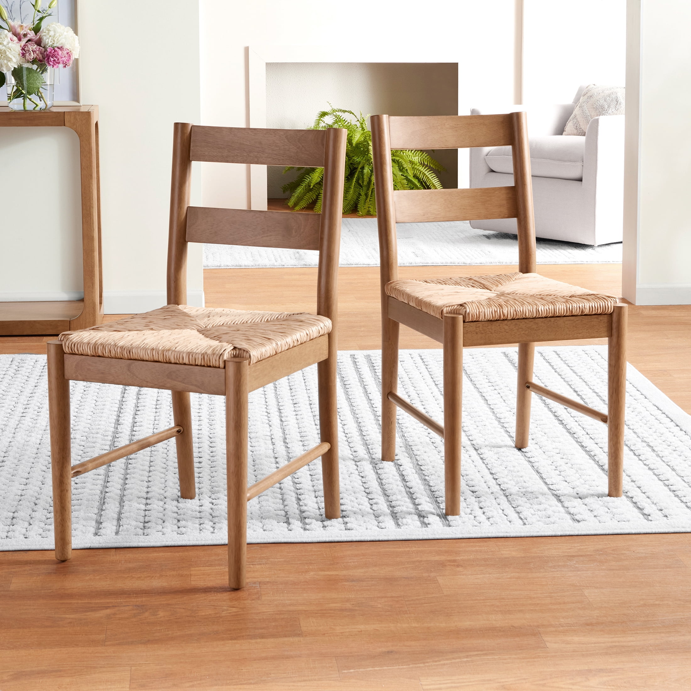My Texas House Laurel Dining Chairs with Woven Seagrass Seat, Warm Brown, 2 Pack - Walmart.com