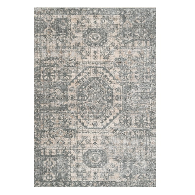 My Texas House Maeve Blue Grey Geometric Area Rug - Stain-Resistant ...