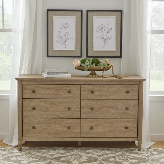 My Texas House Monroe 6-Drawer Dresser, Brushed Oak Finish - Walmart.com