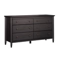 My Texas House Monroe 6-Drawer Dresser, Raven Black Oak Finish ...
