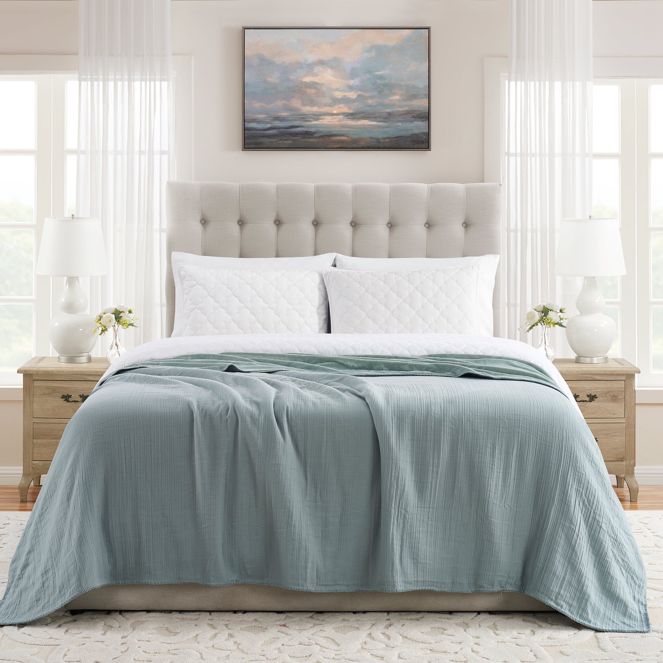 My Texas House Palmer Green Muslin Flannel Bed Blanket, King - Walmart.com