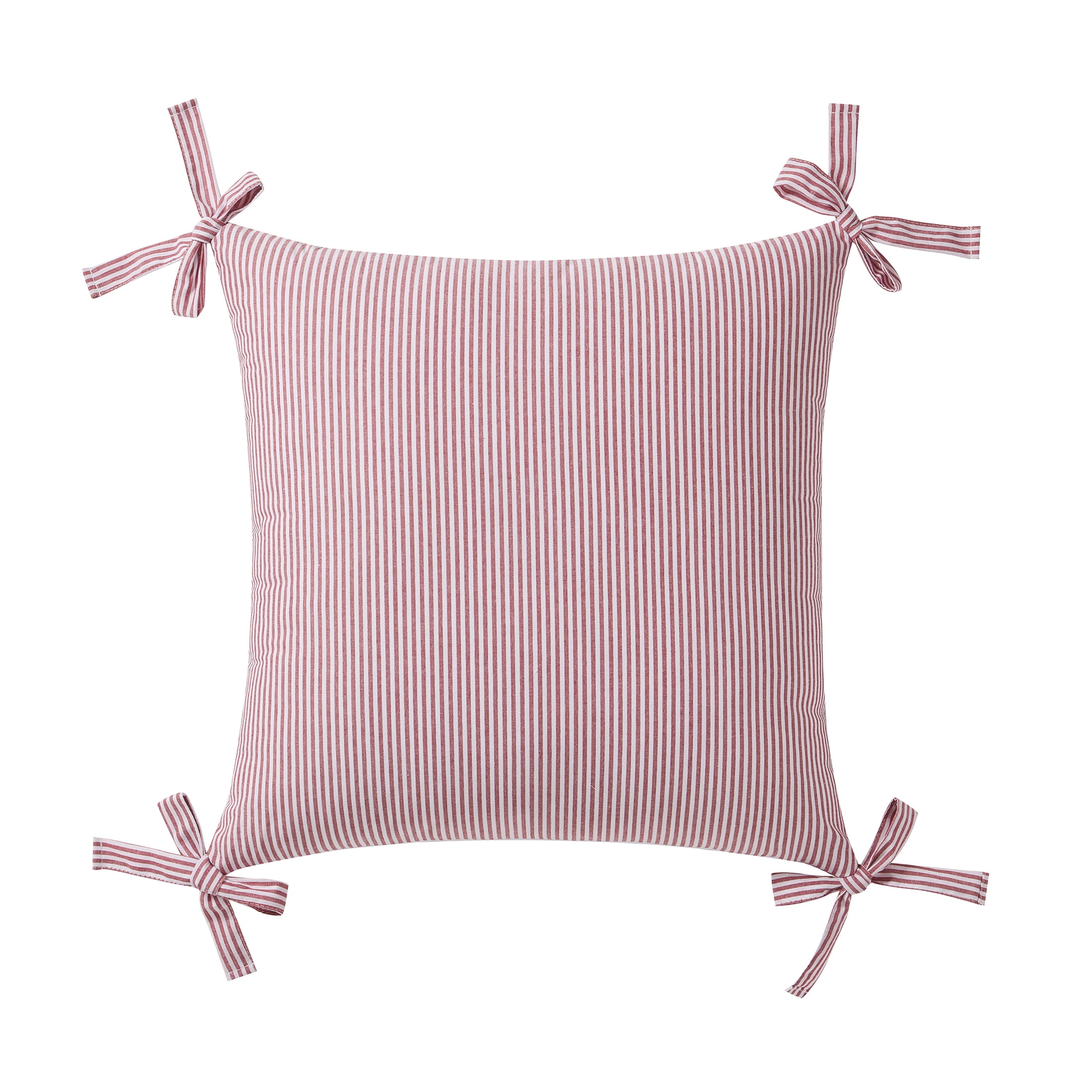 My Texas House 20" x 20" Red Pinstripe Corner Bows Decorative Pillow ...