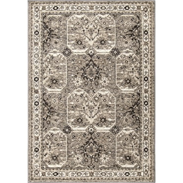 My Texas House Willow 5'3" x 7' Taupe Grey Floral Indoor Area Rug ...