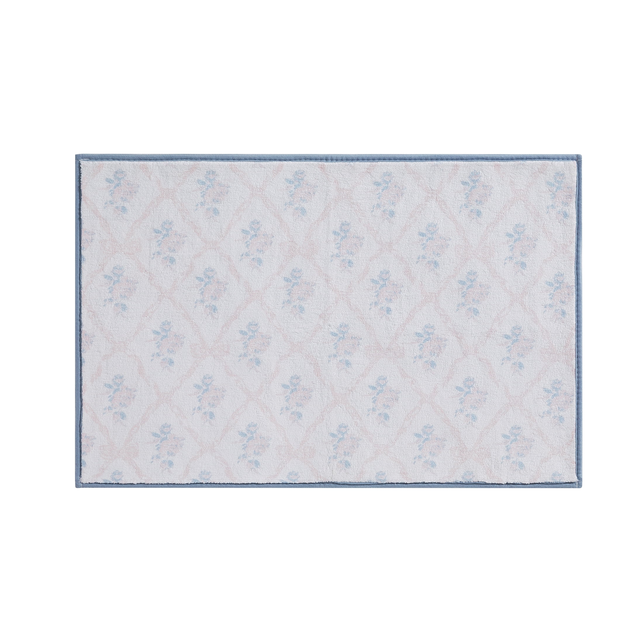 My Texas House Rebecca Bright White Floral Printed Microfiber Bath Rug ...