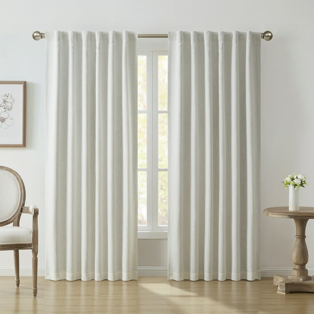 My Texas House Solid Ivory Rod Pocket Back Tab Blackout Curtain Panel ...