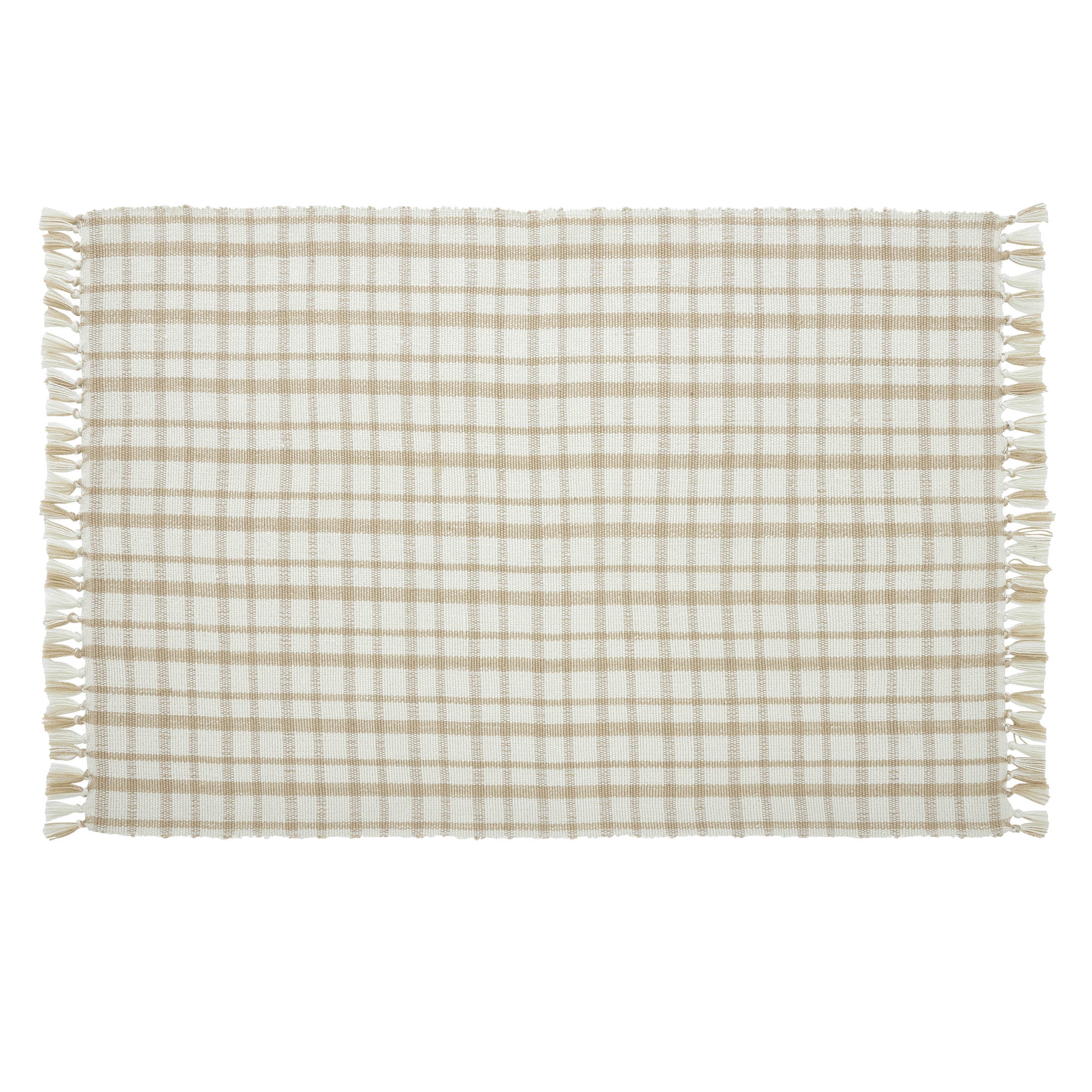 My Texas House Tan Plaid Indoor/Outdoor Layering Rug, 38" x 58 ...
