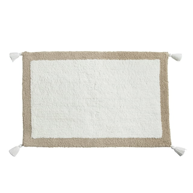 My Texas House Taupe Border Cotton Bath Rug with Tassels, 20" x 30 ...