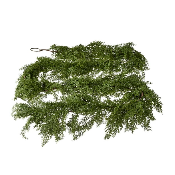 My Texas House Unlit Real-touch Cedar Evergreen Artificial Christmas Garland, Green, 9 ft ...