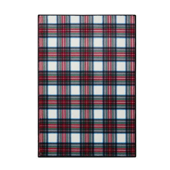 My Texas House White/Red Plaid Faux Fur Washable Indoor Area Rug, 2' x ...