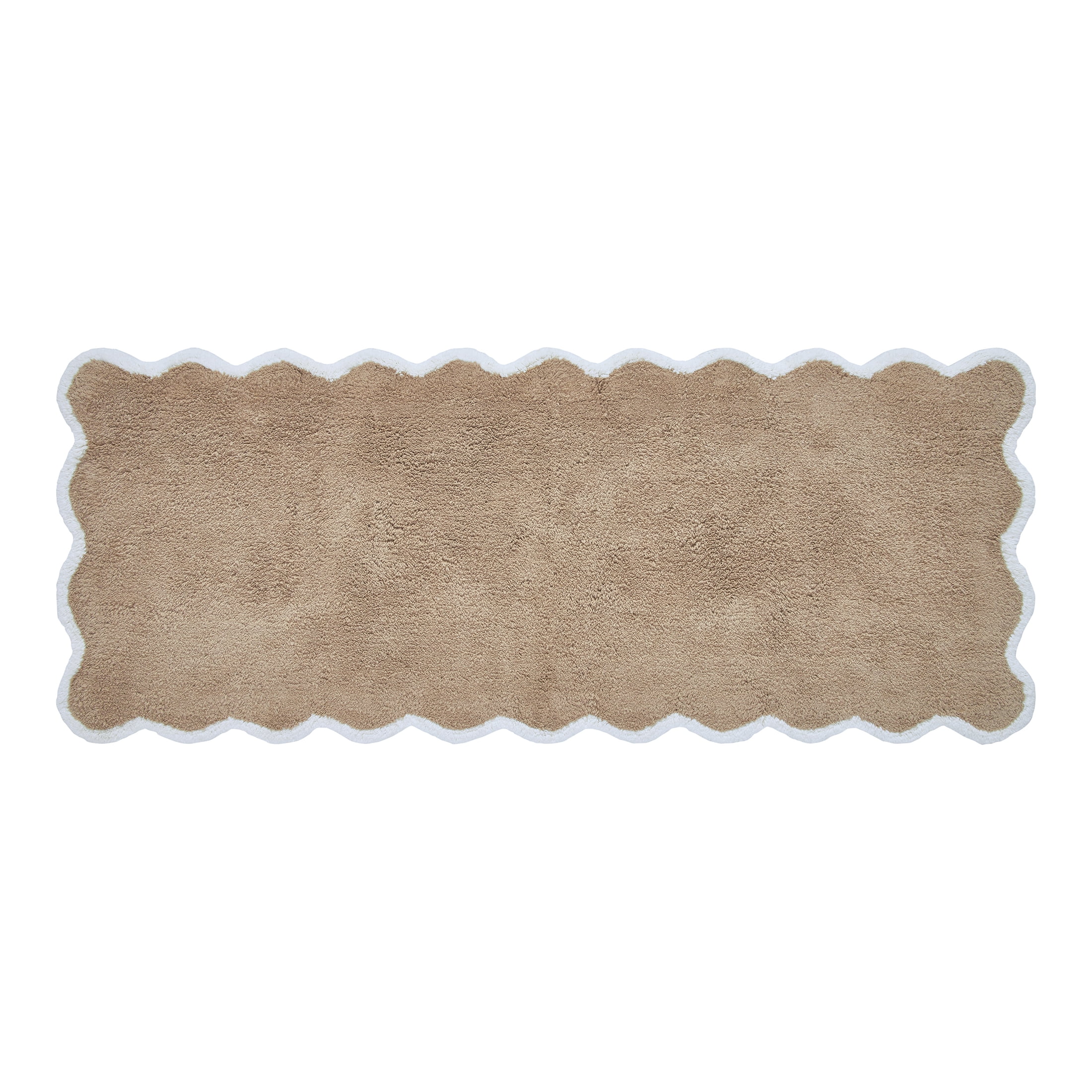 My Texas House Whitney Taupe Scallop Cotton Bath Rug Runner, 24" x 60 ...