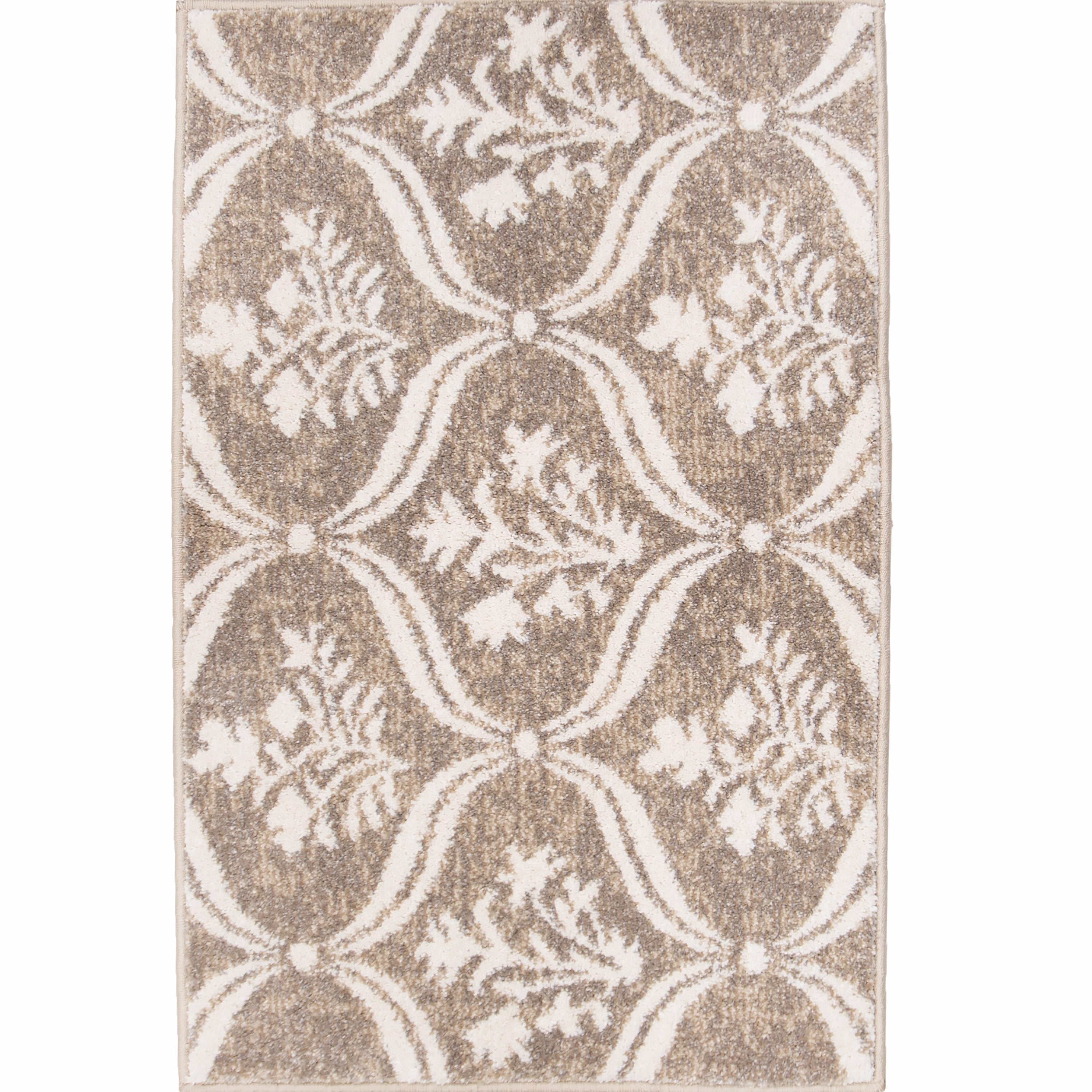 My Texas House Willow 2' x 3' Taupe Grey Floral Indoor Area Rug ...