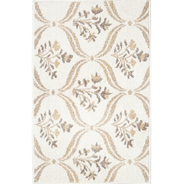 My Texas House Willow 2' x 3' White Floral Indoor Area Rug - Walmart.com
