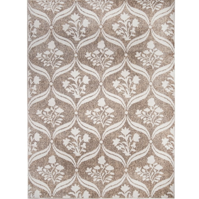 My Texas House Willow 2' x 5'6" Taupe Grey Floral Indoor Area Rug ...