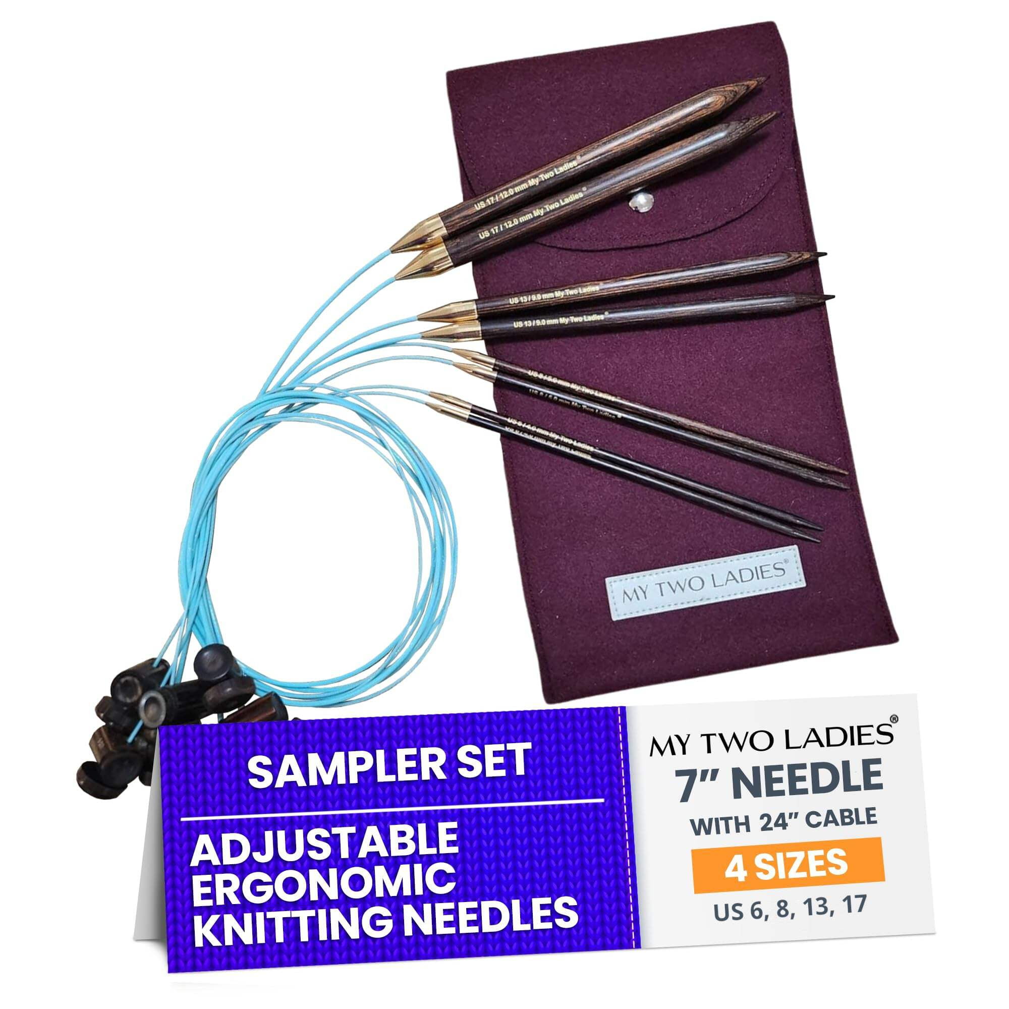 My Two Ladies Blue Silk Sampler Set - Adjustable Knitting Needles | 4 ...