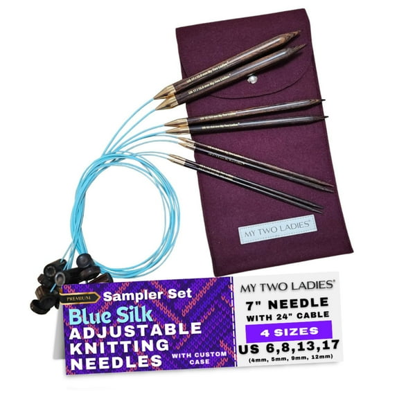 My Two Ladies Blue Silk Sampler Set - Adjustable Knitting Needles | 4 ...