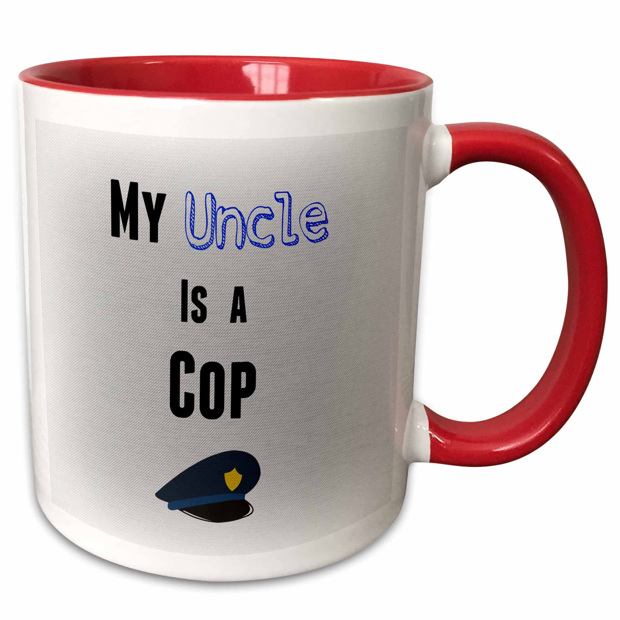 3drose, My Uncle Is a Cop Phrase Blue with Grey Background, 11oz Two ...