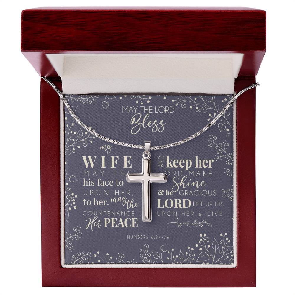 My Wife Cross Necklace-Bless and Keep Her - Artisan Cross Necklace - Gift Box & Message Card ...