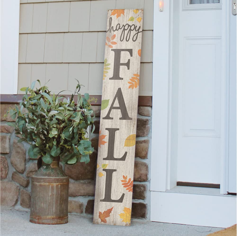 My Word! Happy Fall Cream w/ Leaves Autumn Porch Board Welcome Sign ...