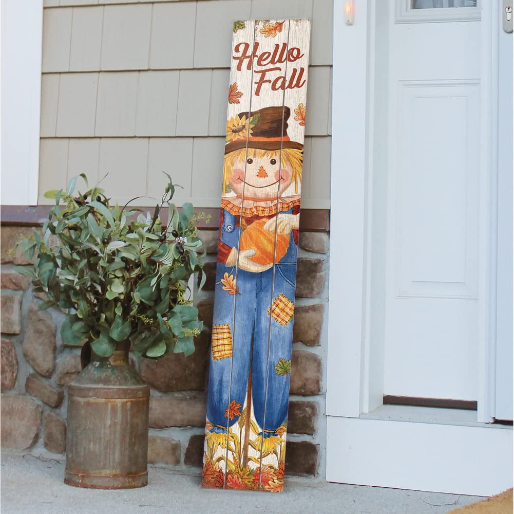 My Word! Hello Fall Scarecrow Porch Board Welcome Sign & Porch Leaner ...