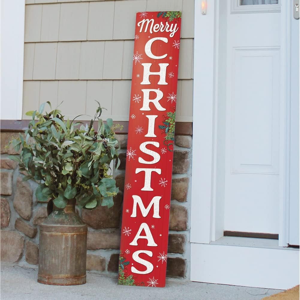 My Word! Merry Christmas Red W/Snowflakes Porch Board Welcome Sign for ...