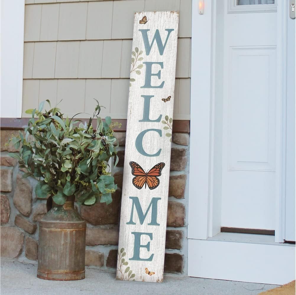 My Word! Welcome Monarch Butterfly Outdoor Decorative Wooden Vertical ...