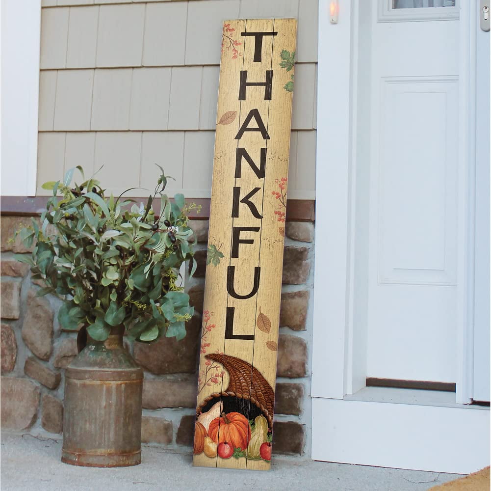 My Word! Thankful Cornucopia Porch Board Welcome Sign & Porch Leaner ...