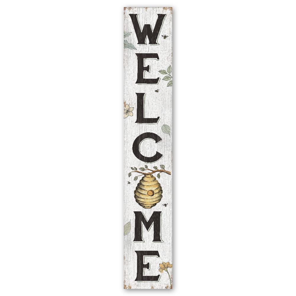 My Word! Welcome Bee Hive Porch Board Welcome Sign and Porch Leaner for ...