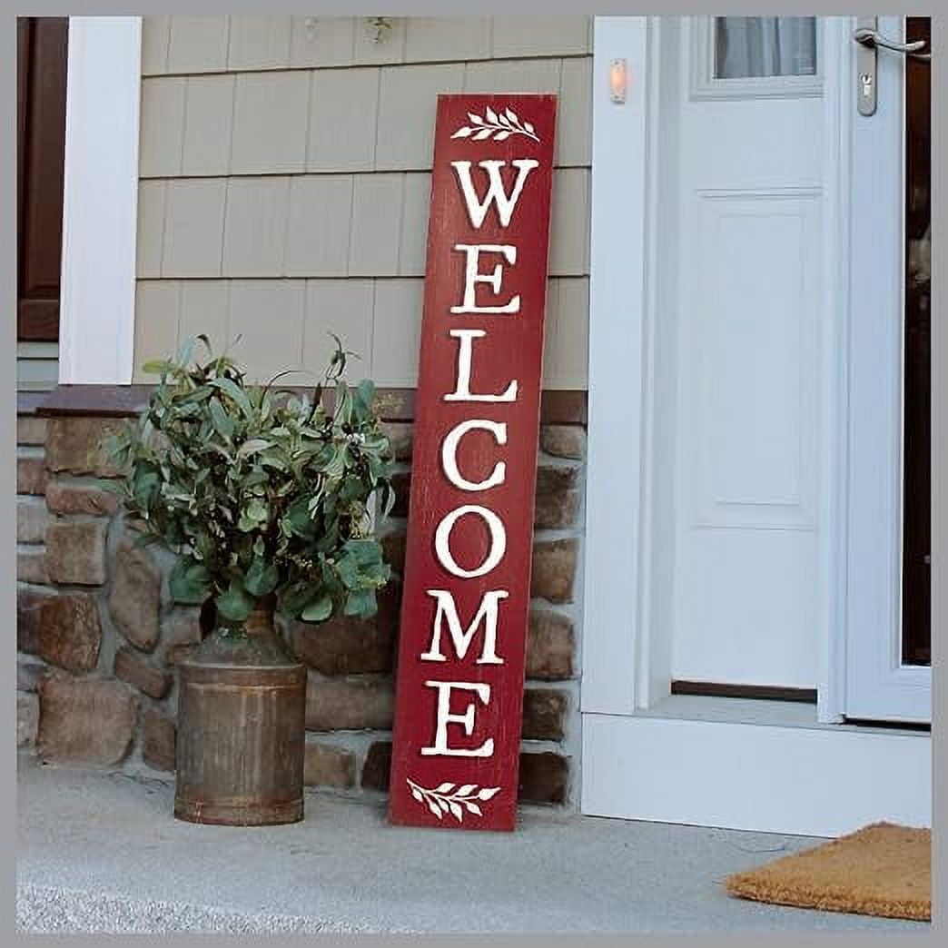 My Word! Welcome Burgundy Sign, Porch Leaner for Outdoor/Indoor Decor ...