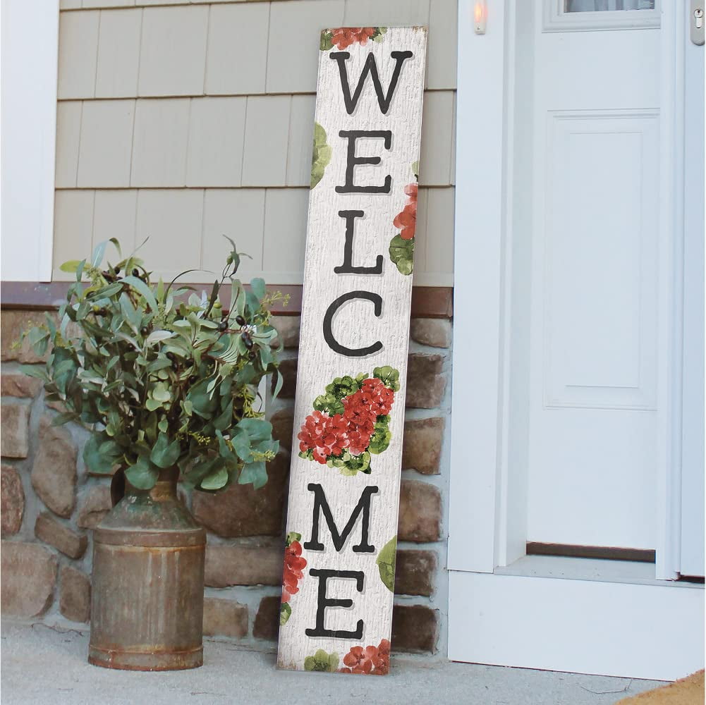 My Word! Welcome Geranium Porch Board Welcome Sign & Porch Leaner for ...