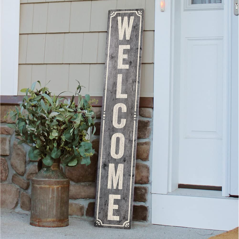 My Word! Welcome Grey W/ White Border Welcome Sign and porch leaner for ...