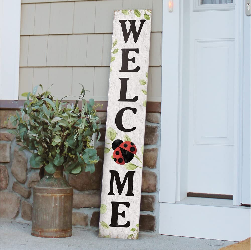 My Word! Welcome Ladybug Porch Board Welcome Sign & Porch Leaner for ...