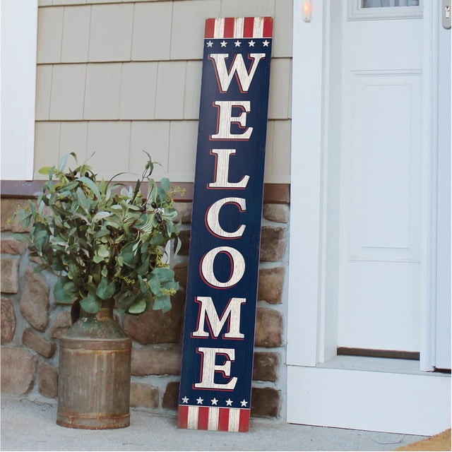 My Word! Welcome Patriotic Navy Flag 8 In. x 46.5 In. Porch Board 60739 ...