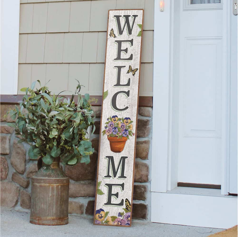 My Word! Welcome Pansies Porch Board Welcome Sign & Porch Leaner for ...