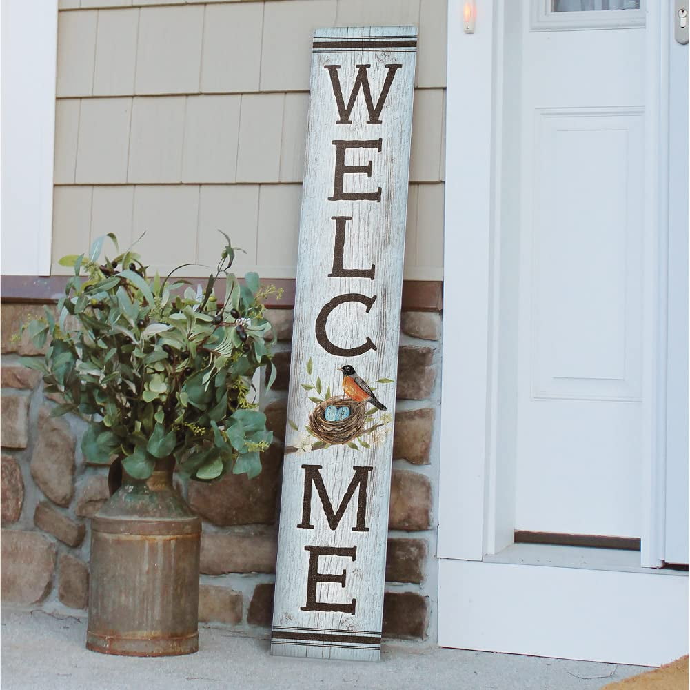 My Word! Welcome Robin & Eggs Porch Board Welcome Sign & Porch Leaner ...