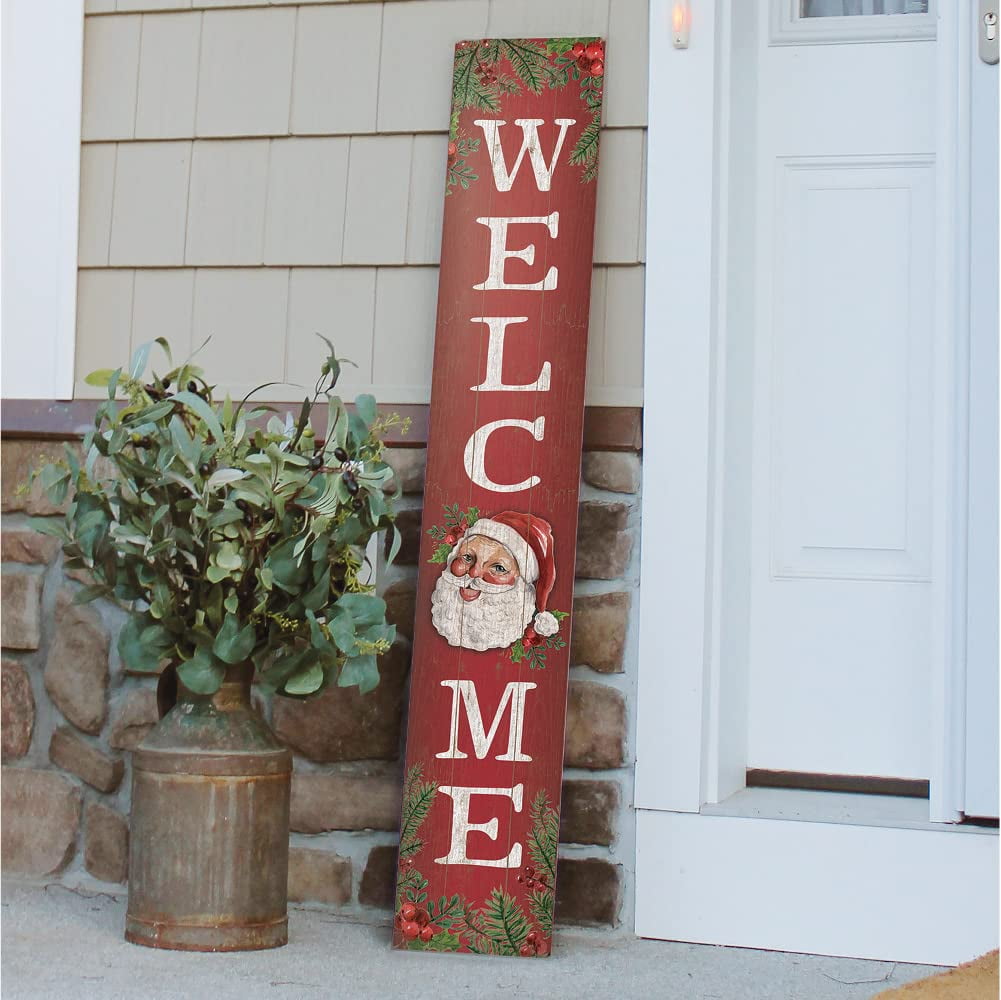 My Word! Welcome Santa Face Christmas Holiday Porch Board Welcome Sign ...