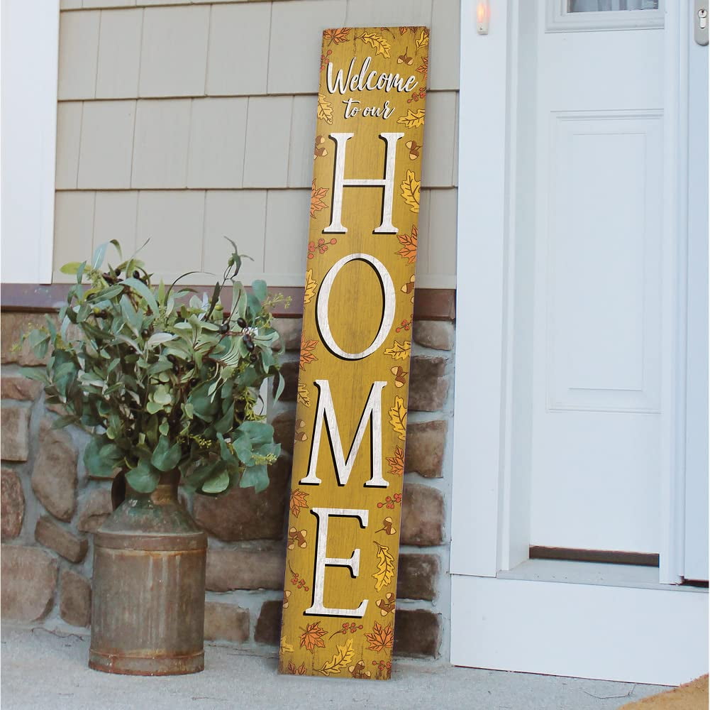 My Word! Welcome To Our Home Golden Leaves Porch Board Welcome Sign ...