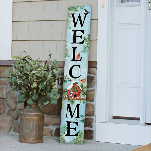 My Word! Welcome Winter Birdhouse Vertical Porch Board Welcome Sign ...