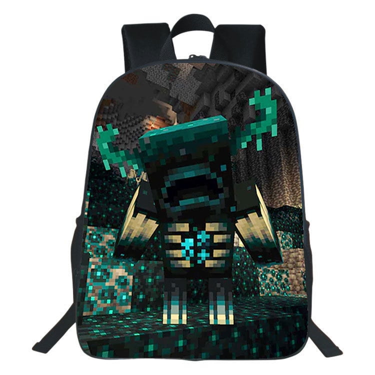 My World Cow Print Backpack Minecraft Warden Guardian Rest Cartoon ...